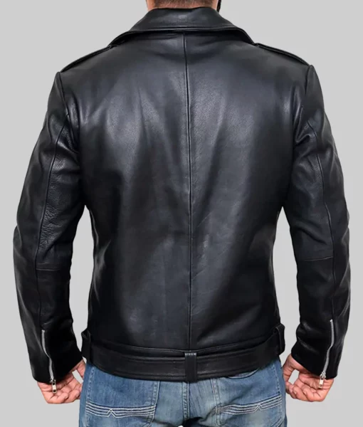 Lester Men's Black Biker Leather Jacket | NYC Jackets