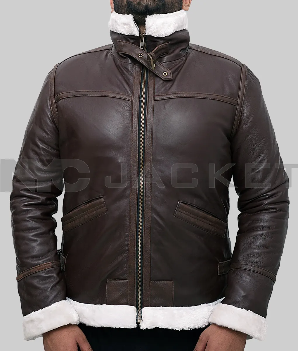 Resident Evil 4 Leon Kennedy Faux Shearling Real Leather B3 Bomber ...