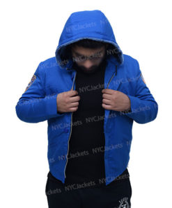 Stranger Things Jim Hopper Jacket | Blue Shearling Hooded Jacket