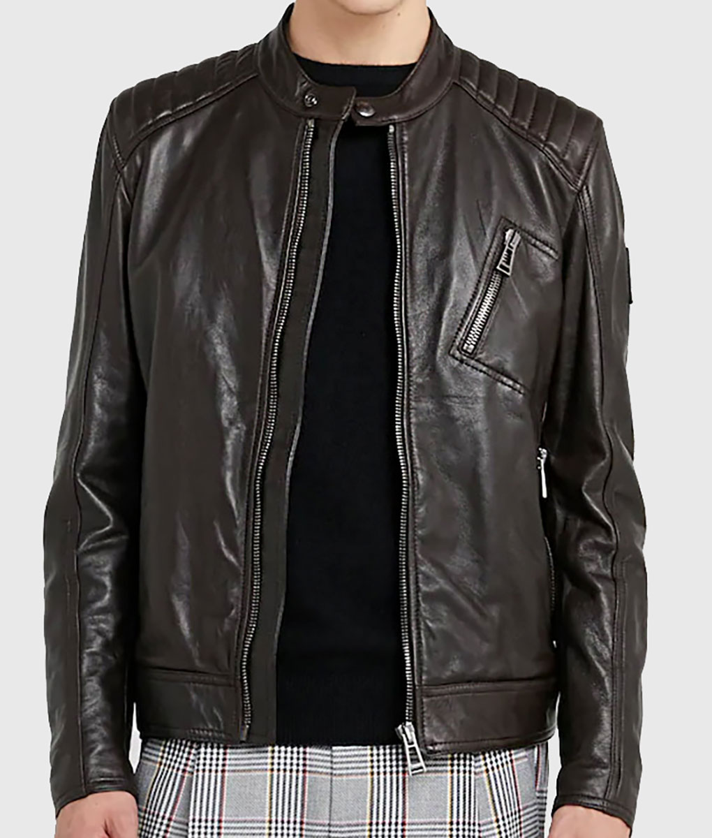 Charge Men's Black Biker Leather Jacket | NYC Jackets