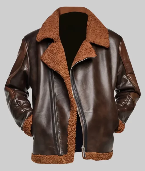dean ambrose dark brown shearling jacket