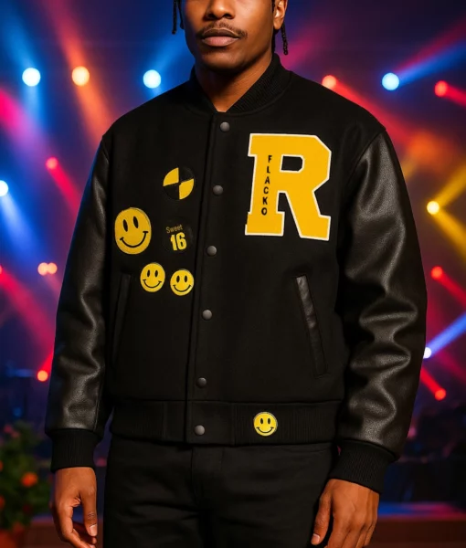 ASAP Rocky Testing Awge Flacko Black Varsity Jacket - Nycjackets
