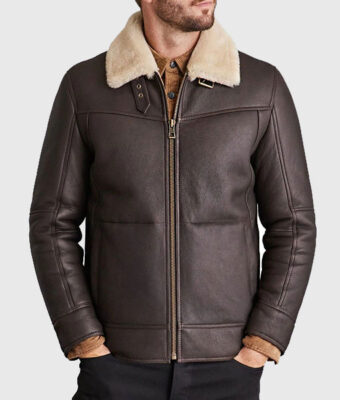 Christian Men’s Black Leather Bomber Jacket with Removable Hoodie