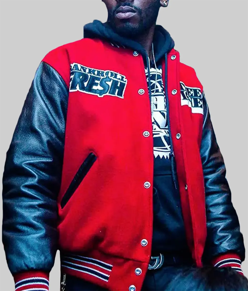 Bank Roll | Street Money Varsity Jacket -Black & Red
