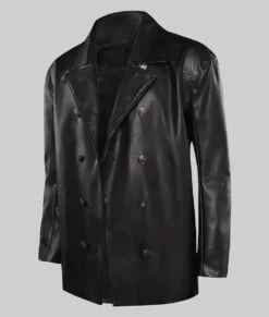 Negan Black Leather Peacoat - The Walking Dead: Dead City Negan Jacket ...