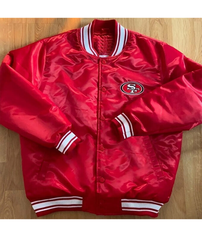 SF 49ers Red Satin Varsity Jacket | NYC Jackets