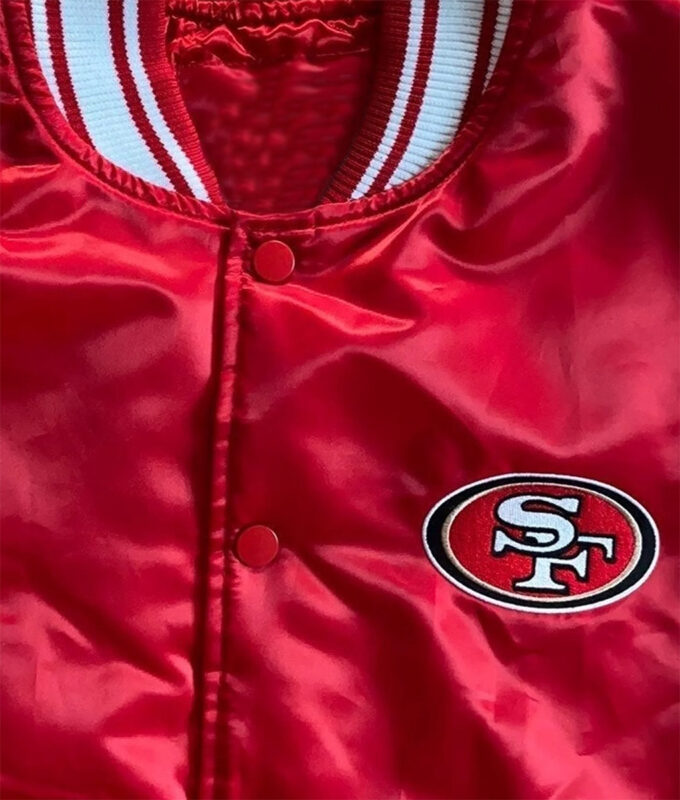 SF 49ers Red Satin Varsity Jacket | NYC Jackets