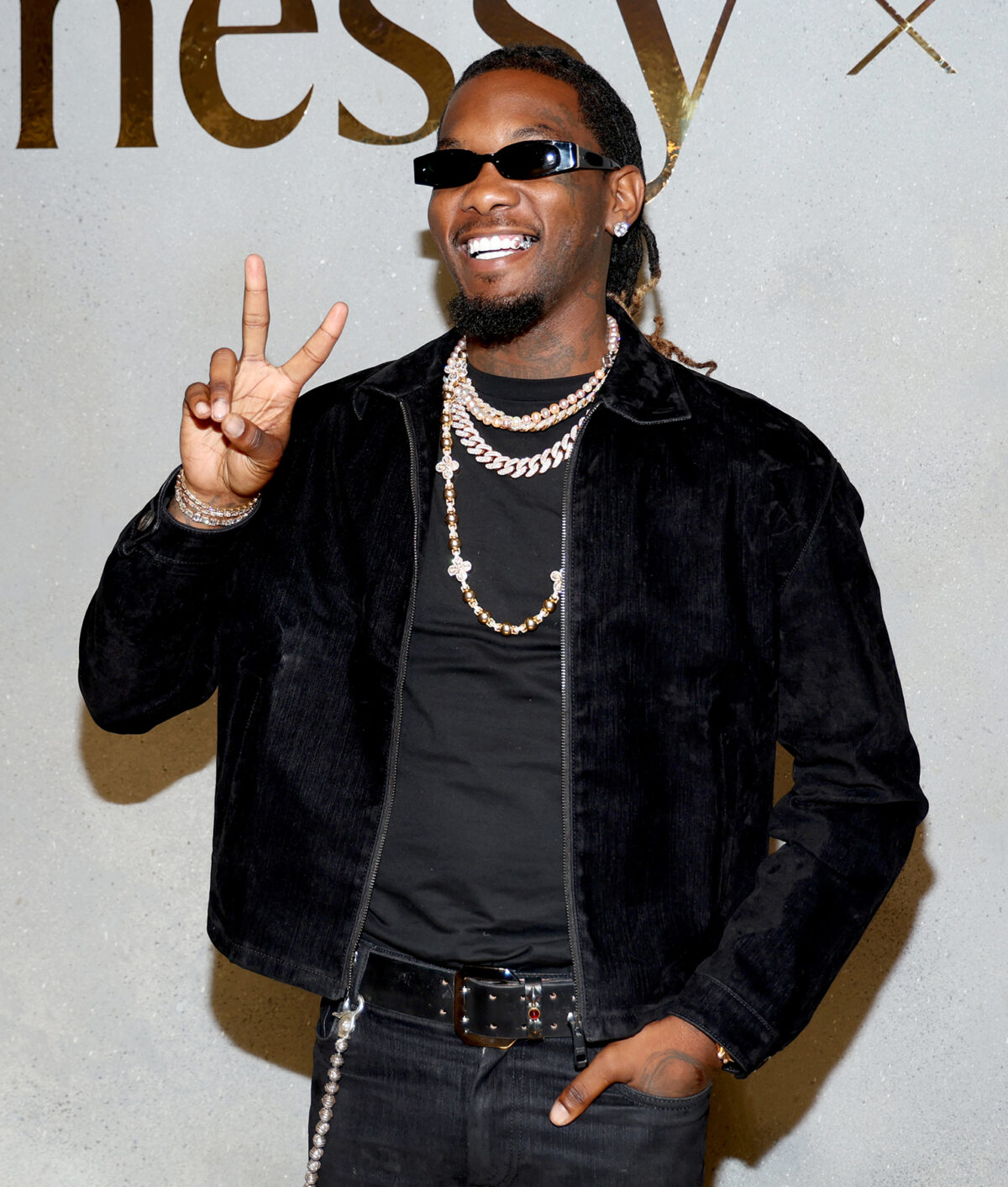 Offset at The Hennessy Launch Black Cotton Blouson Jacket