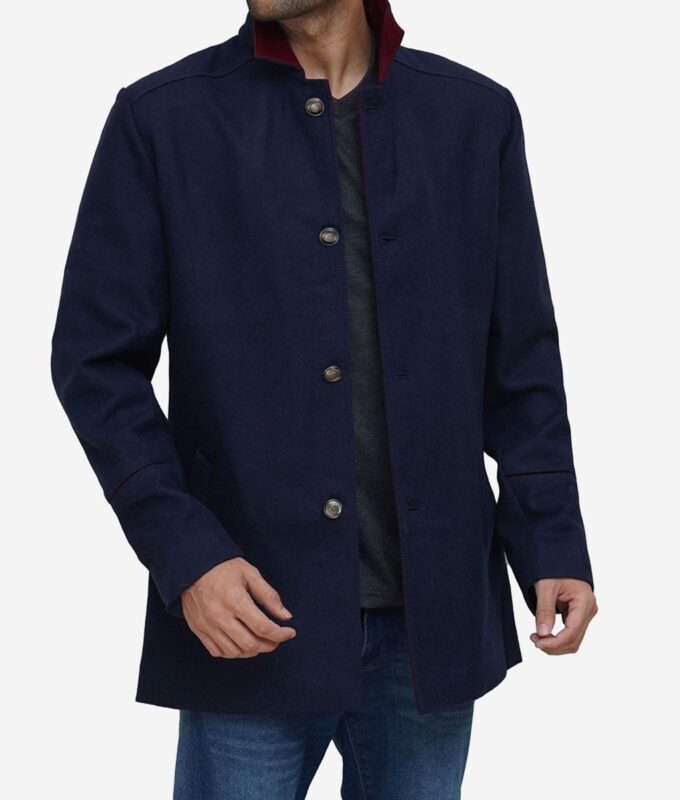 Tony Mens Navy Blue Wool Car Coat | NYC Jackets