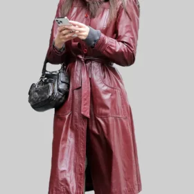 Emily Ratajkowski Burgundy Trench Coat | NYC Jackets