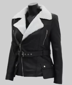 Daniels Women's Black Biker Shearling Leather Jacket | NYC Jackets