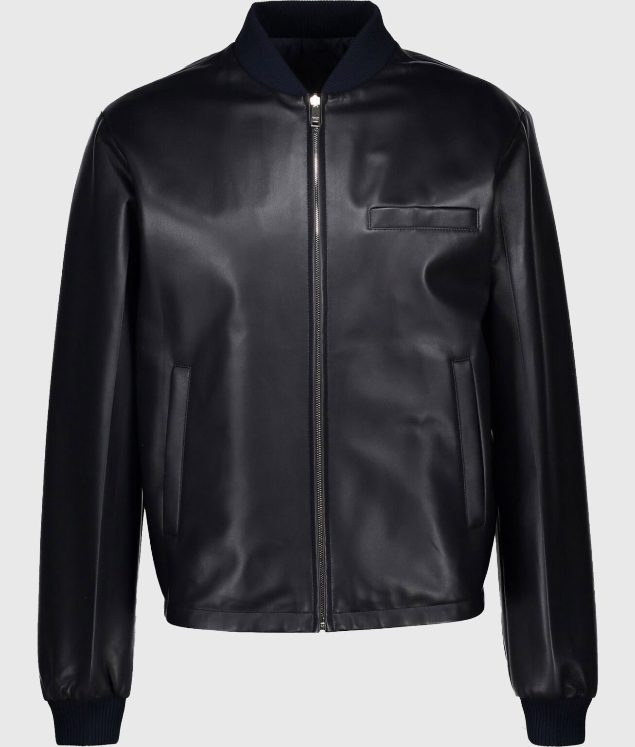 Blade Black Leather Bomber Jacket for Men