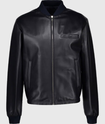 Blade Black Leather Bomber Jacket for Men