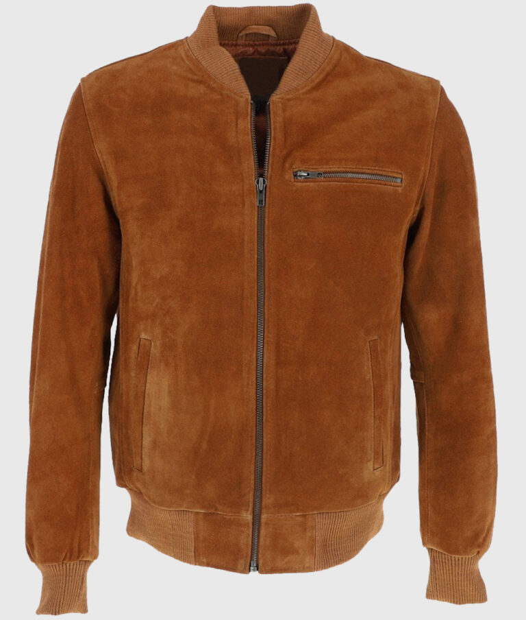 Ethan Mens Brown Bomber Suede Leather Jacket | NYC Jackets