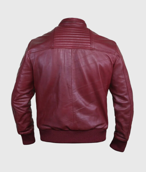 Jade Mens Maroon Bomber Moto Leather Jacket | NYC Jackets