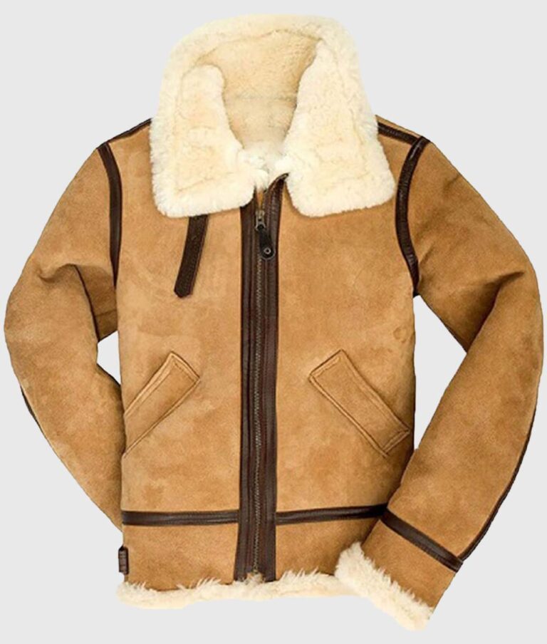 Jake B-3 Shearling Brown Leather Aviator Jacket for Men