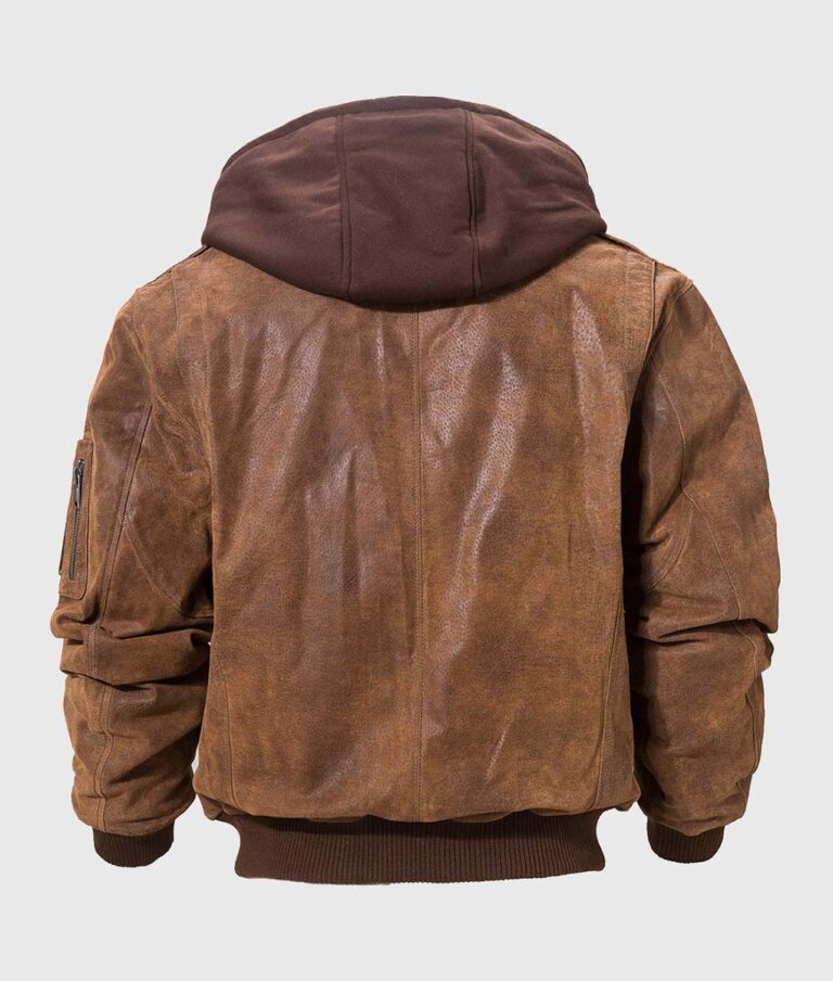 Keller Mens Dark Brown Bomber Hooded Jacket | NYC Jackets