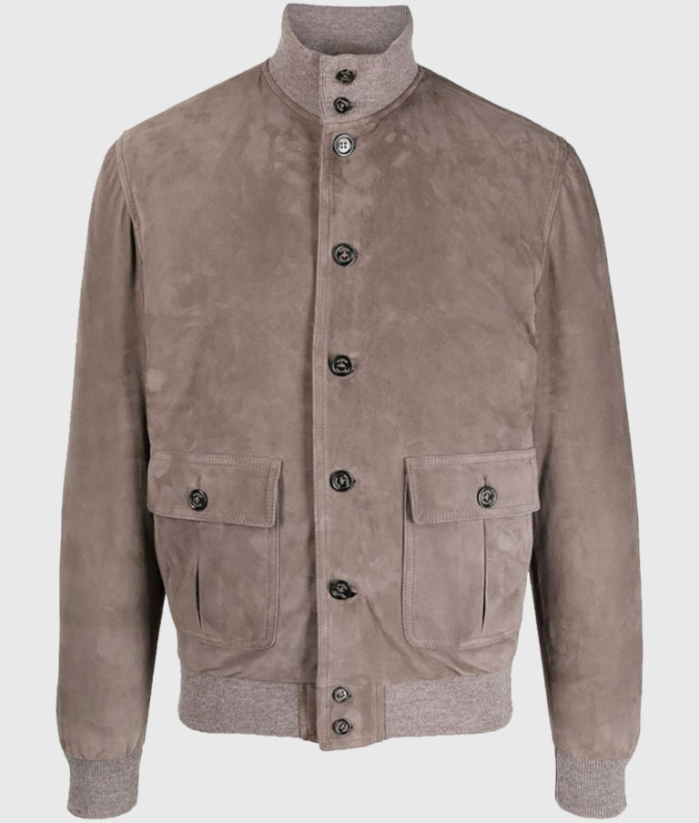 Ray Men's Light Grey A-1 Bomber Suede Jacket | NYC Jackets