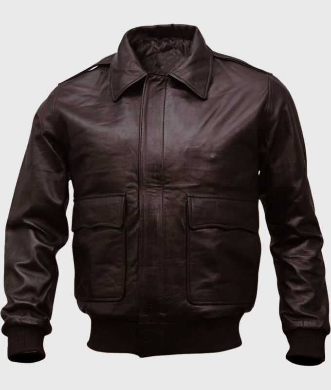 Stuart Men's Dark Brown A-2 Bomber Leather Jacket | NYC Jackets