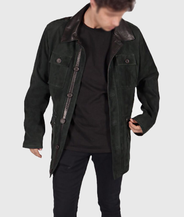 Tom Mens Green Suede Leather Jacket | NYC Jackets