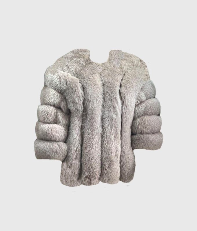 Astra Women's Grey Real Fox Fur Jacket | NYC Jackets