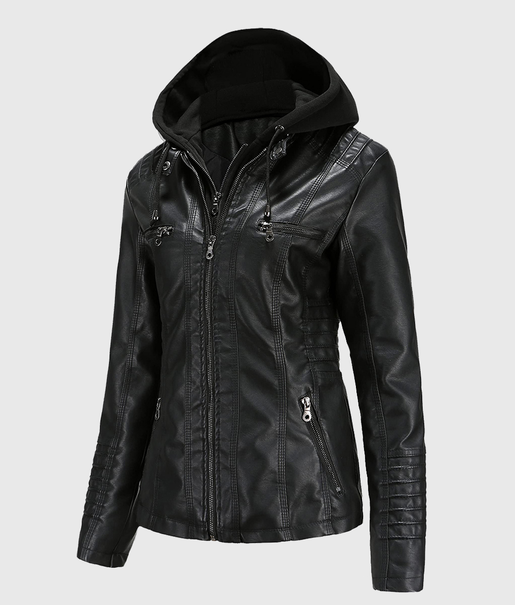 Hooded Leather Jackets for Women | Women's Leather Jackets with Hood ...