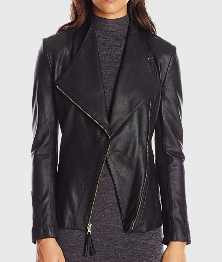 Olivia Black Double Rider Biker Leather Jacket for Women