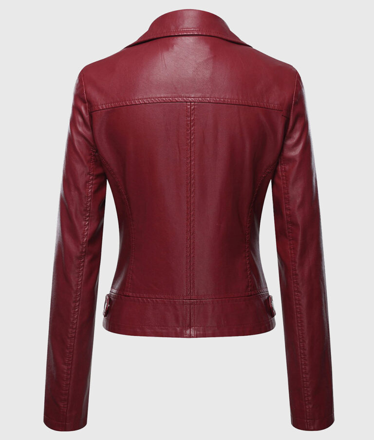 Sophia Red Double Rider Biker Leather Jacket for Women