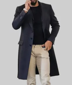 Andrew Tate Navy Blue Wool Coat | NYC Jackets