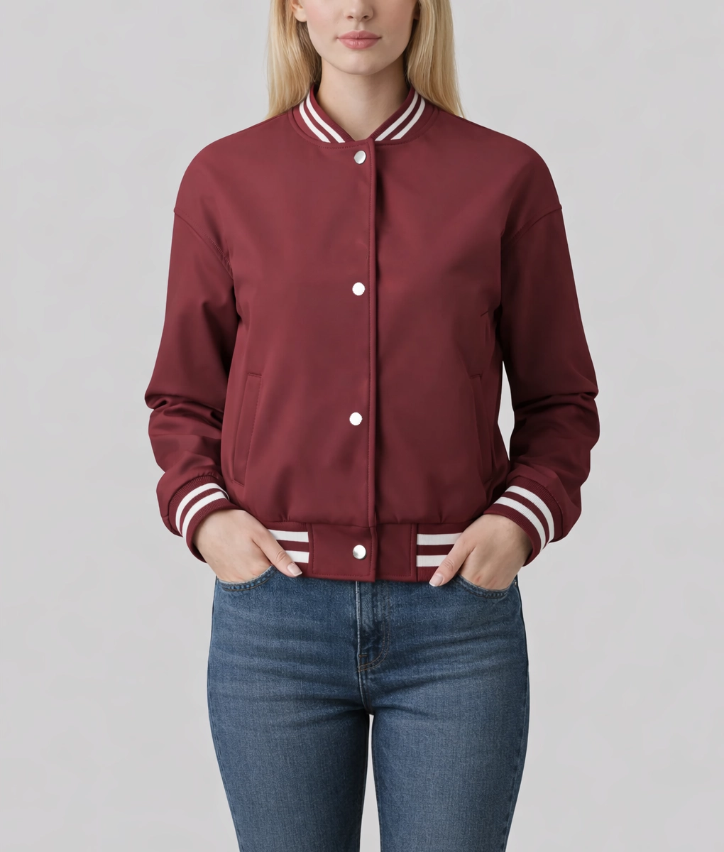 Adele Women's Olive Green and White Leather Varsity Jacket | NYC Jackets