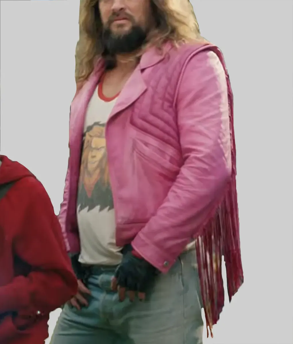 Jason Momoa Pink Jacket | Pink Leather Jacket with Fringe
