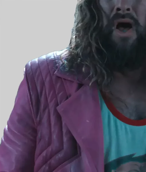 Jason Momoa Pink Jacket | Pink Leather Jacket with Fringe