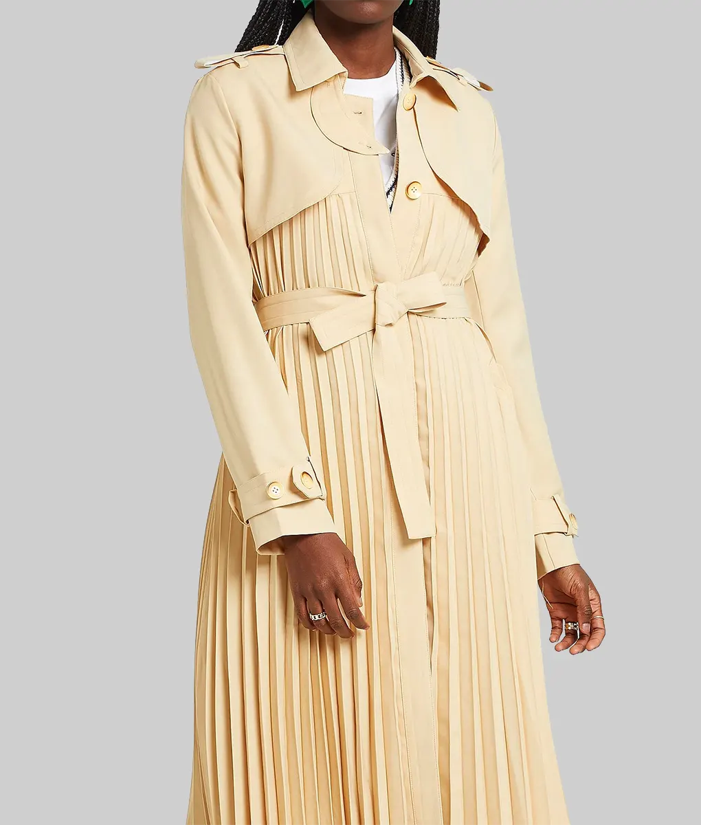 Selena Gomez Trench Coat | Selena Gomez Pleated Trench Coat