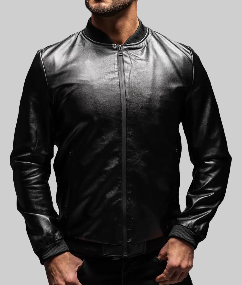 Pitbull Hersheypark Satdium Black Leather Bomber Jacket | NYC Jackets