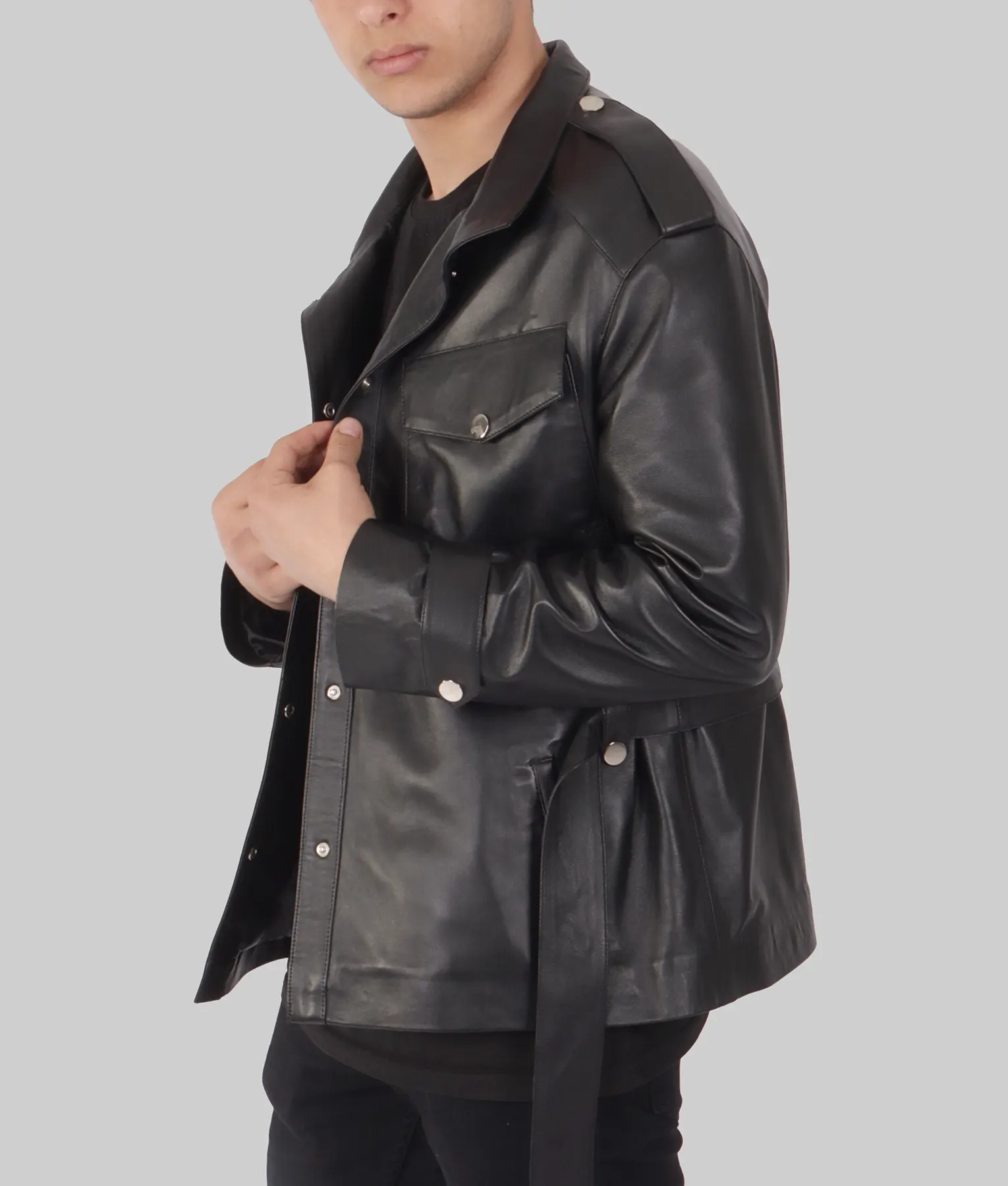 Christ Mens Black Leather Jacket | NYC Jackets
