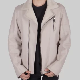 Colonel Mens Cream Bomber Leather Jacket | NYC Jackets