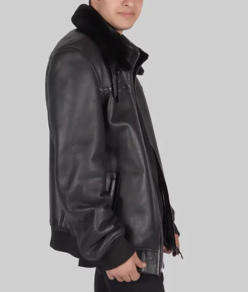 Max Mens Black Bomber Leather Jacket | NYC Jackets