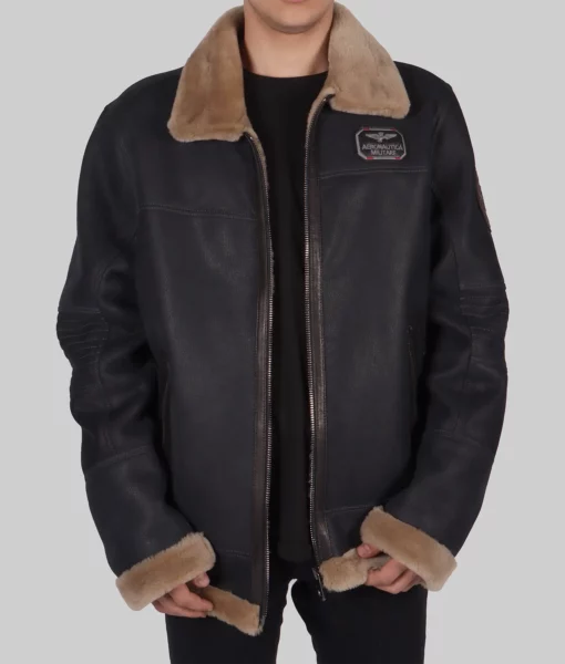 Patrick Mens Brown Bomber Leather Jacket | NYC Jackets