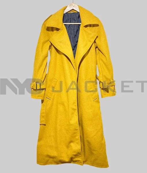 The Substance Demi Moore Yellow Trench Coat | NYC Jackets