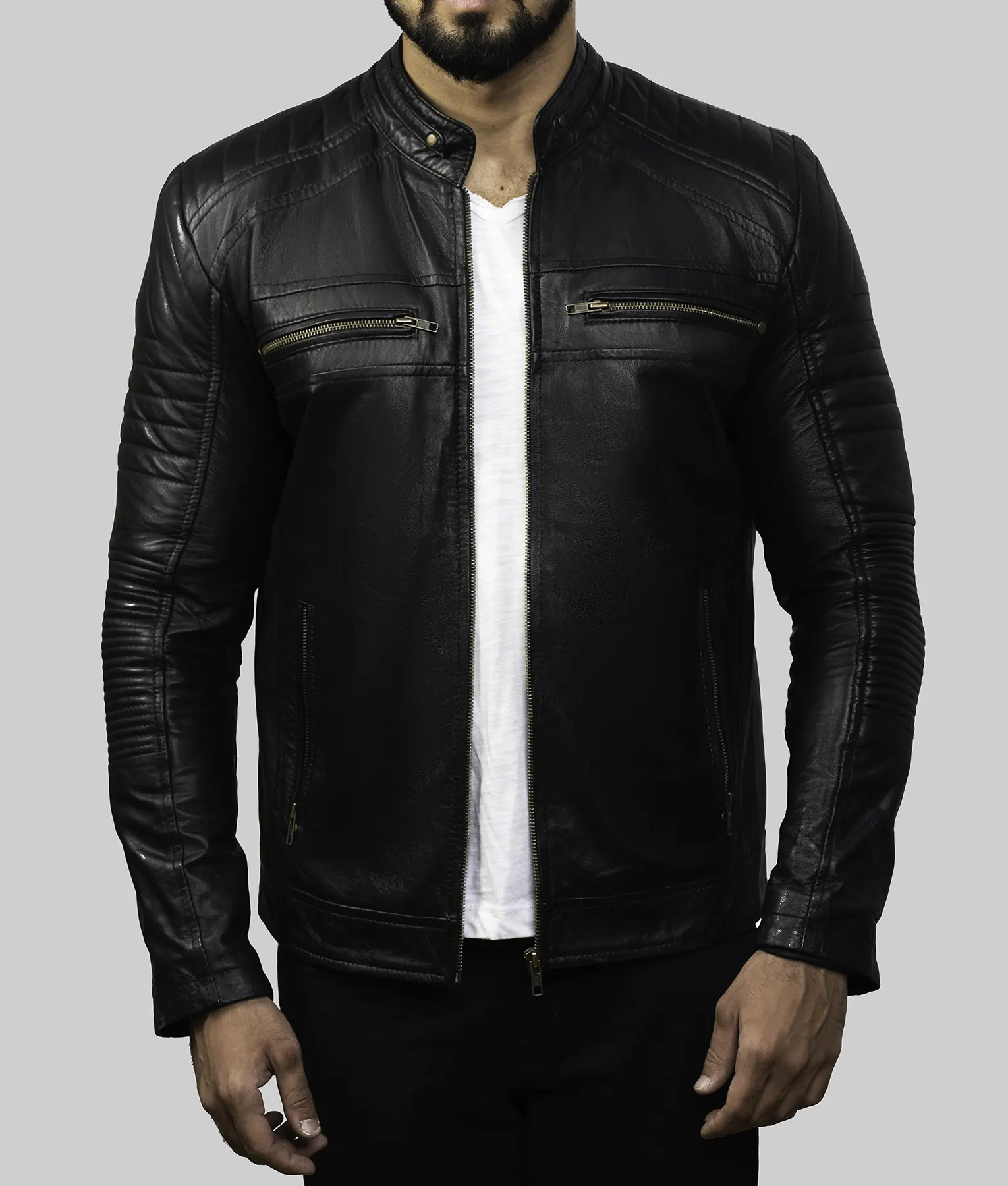 Boyle Mens Black Biker Leather Jacket | NYC Jackets