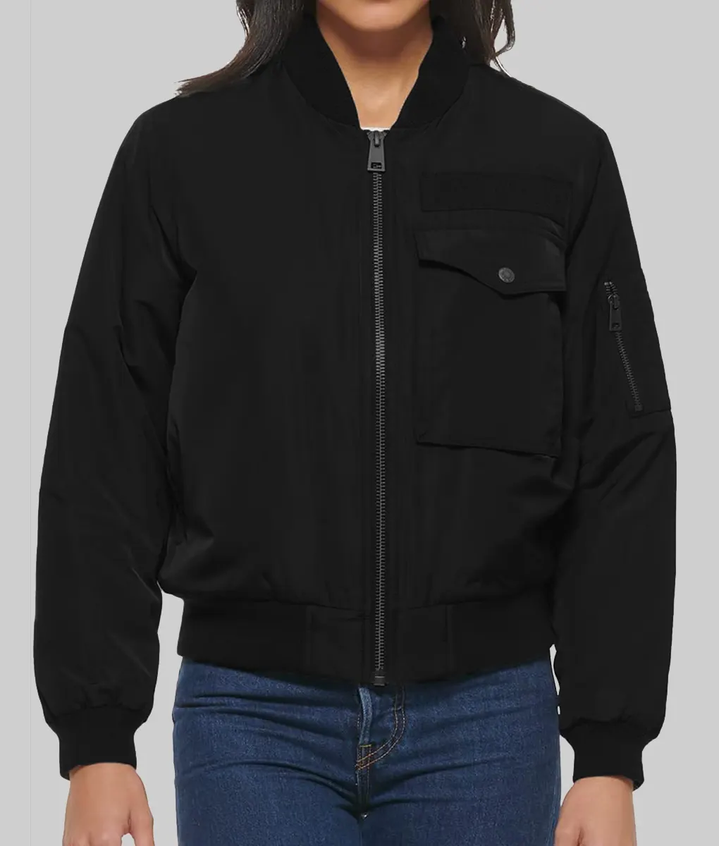 Alarum Scott Willa Fitzgerald Black Bomber Jacket | NYC Jackets