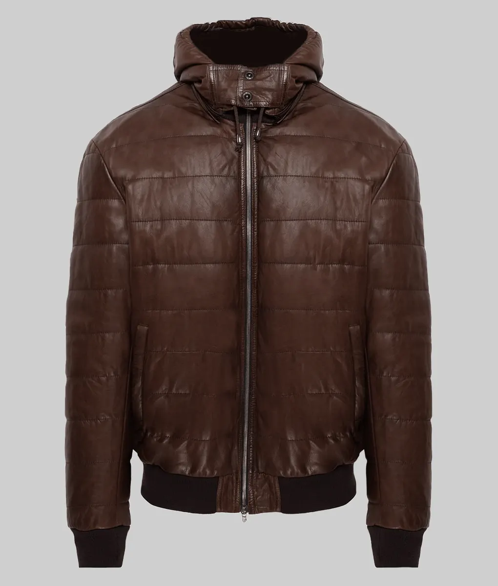 Alien Romulus Cailee Spaeny Brown Leather Puffer Jacket | NYC Jackets