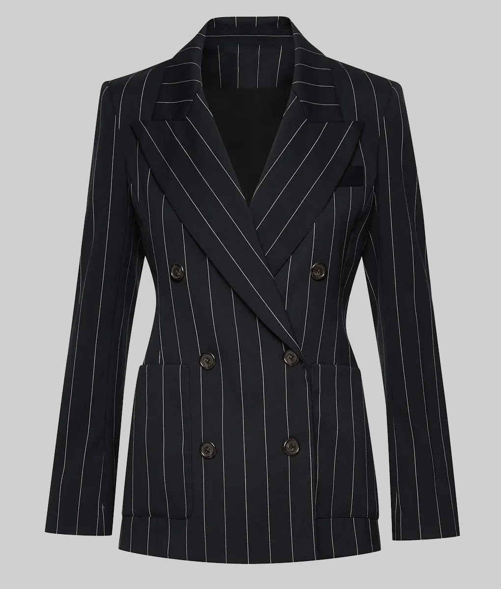 Nicole Kidman Navy Blue Striped Suit | NYC Jackets