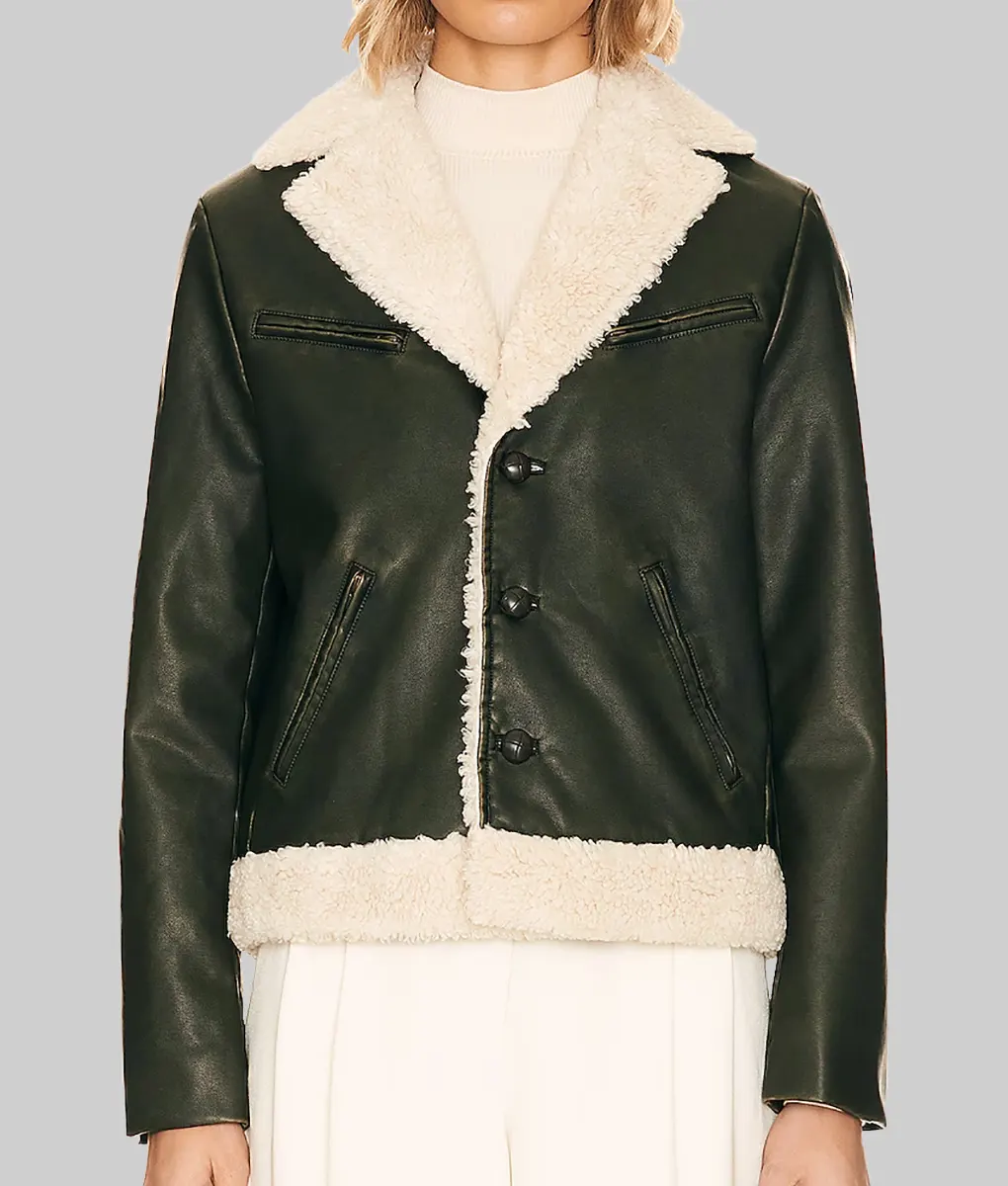 Anna Kendrick Black Leather Shearling Jacket | NYC Jackets