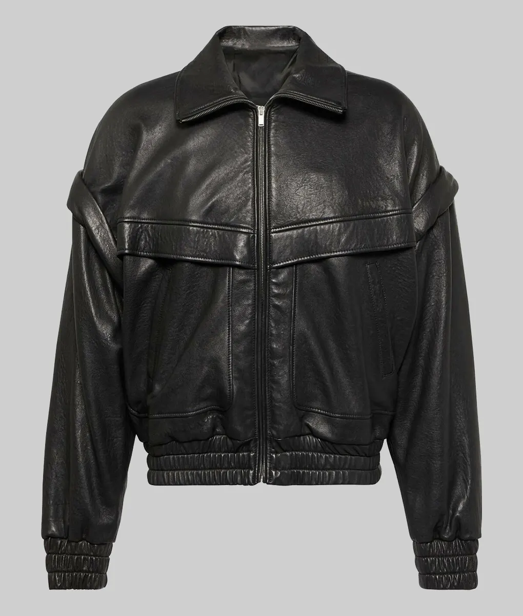 Bella Hadid Oversized Black Leather Jacket | NYC Jackets