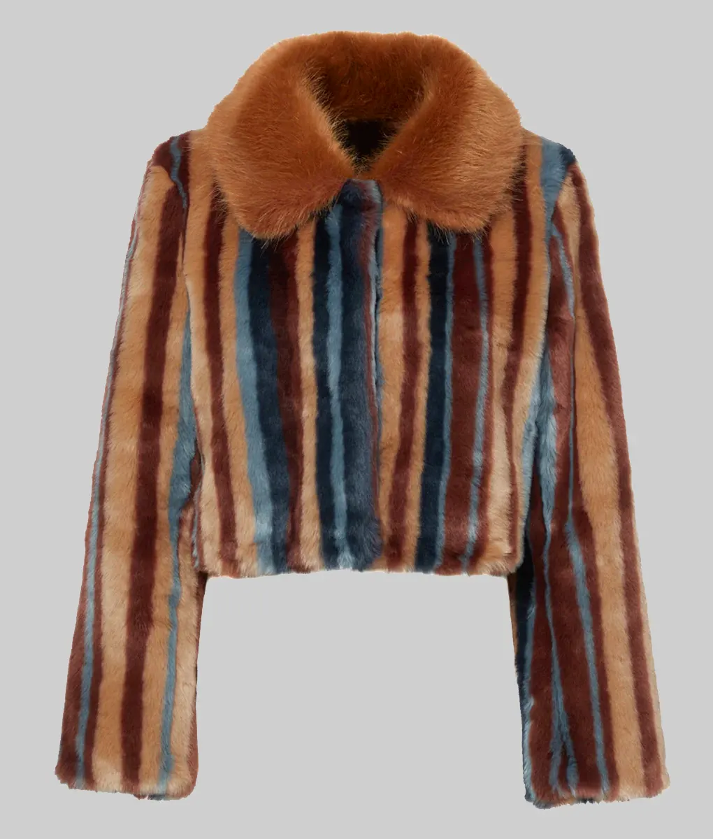 High Potential Kaitlin Olson (Morgan Gillory) Striped Fur Jacket | NYC ...