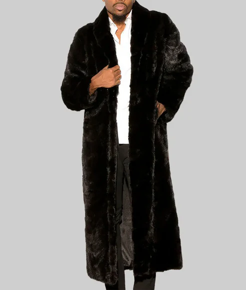 Mike Men's Brown Full Length Mink Fur Coat | NYC Jackets