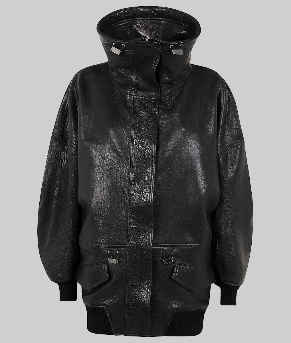 New Year's Eve 25 Rihanna Black Leather Oversized Jacket | NYC Jackets
