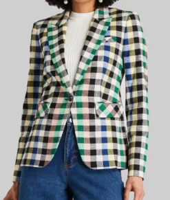 Selling the City S01 Abigail Godfrey Checkered Blazer | NYC Jackets