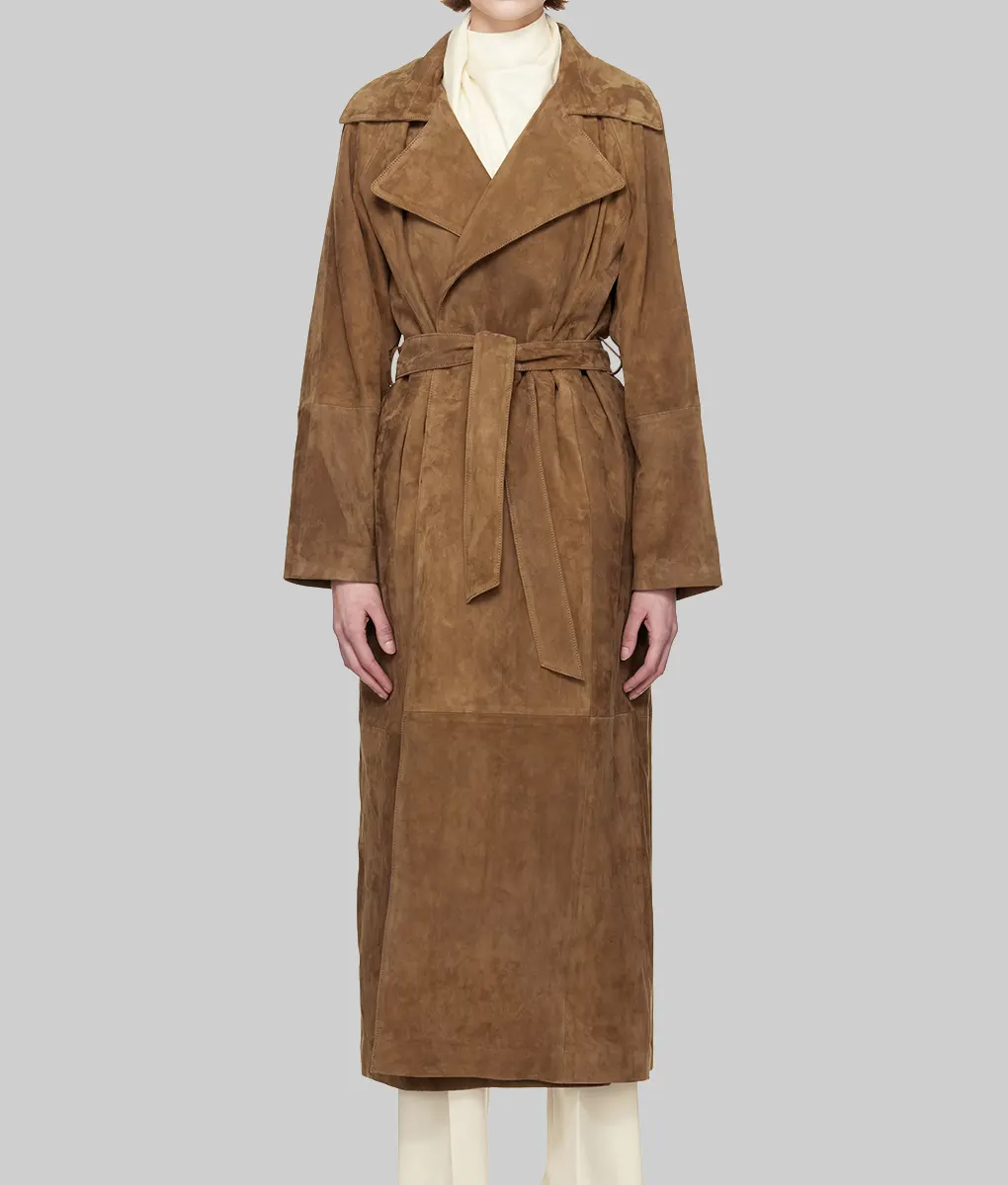 Anya Taylor-Joy Brown Suede Leather Coat | NYC Jackets